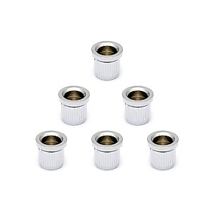 Bogart Guitar String Ferrules String Through Body Rear Mount Bushings String Caps for Fender Strat Tele Style Electric Guitar Chrome Set of 6Pcs.