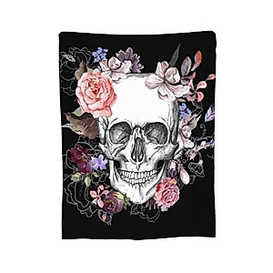 Skull Throw Blanket Soft Warm Cozy Winter Decorative Gothic Flannel Fleece Blankets for Living Room Farmhouse Couch Outdoor 60 X 50 inch