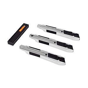 Internet's Best Snap-Off Utility Knife - Regular - Set of 3 - Belt Clip - Retractable Razor Knife Set - Box Cutter Locking Razor Knife