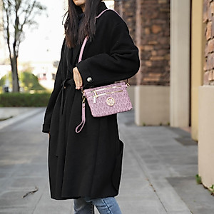 MKF 2 in 1 Crossbody Bags for Women, Wristlet Purse - Ladys Small PU Leather Messenger Handbag - Adjustable Strap Black