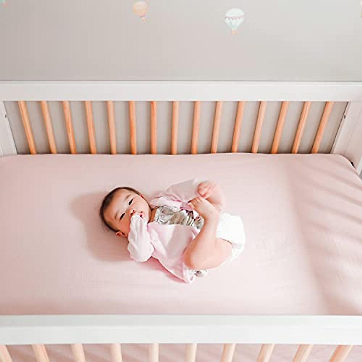 Newton Baby Organic Fitted Crib Sheets (2-Pack) - 100% Breathable and Ultra-Soft, 100% Organic Muslin Cotton, Sunrise Pink + White, Fits All Standard Cribs