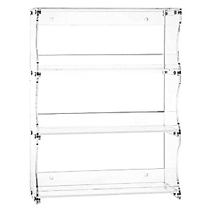 MyGift Clear Acrylic Shelves, Wall Mounted 3 Tier Floating Display Rack, Clear Hanging Shelves, Plastic Shelving