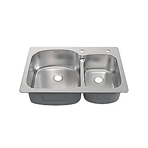 Ouvert 33 x 22 Stainless Steel, Dual Basin, Top-Mount Kitchen Sink