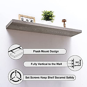 Axeman 36 Inch Floating Shelves, 8 Inch Deep Wall Shelves Set of 2, Rustic Floating Wall Shelves Wood Wall Mounted Shelves for Bathroom Kitchen Office Grey