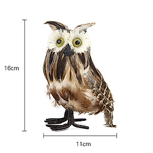 LWINGFLYER Realistic Brown Feathered Owl Artificial Furry Owl Foam Bird Ornaments for Party Decoration Wreath Crafts Tree Topper Christmas Ornaments 16cm/6.2inch