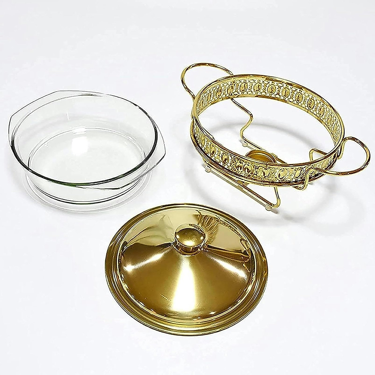 Chef Chafing Dish Buffet Set, Stainless Steel Chafer and Buffet Warmers Sets, Catering Buffet Mini Hot Pot Outdoor Picnic Household (Gold)