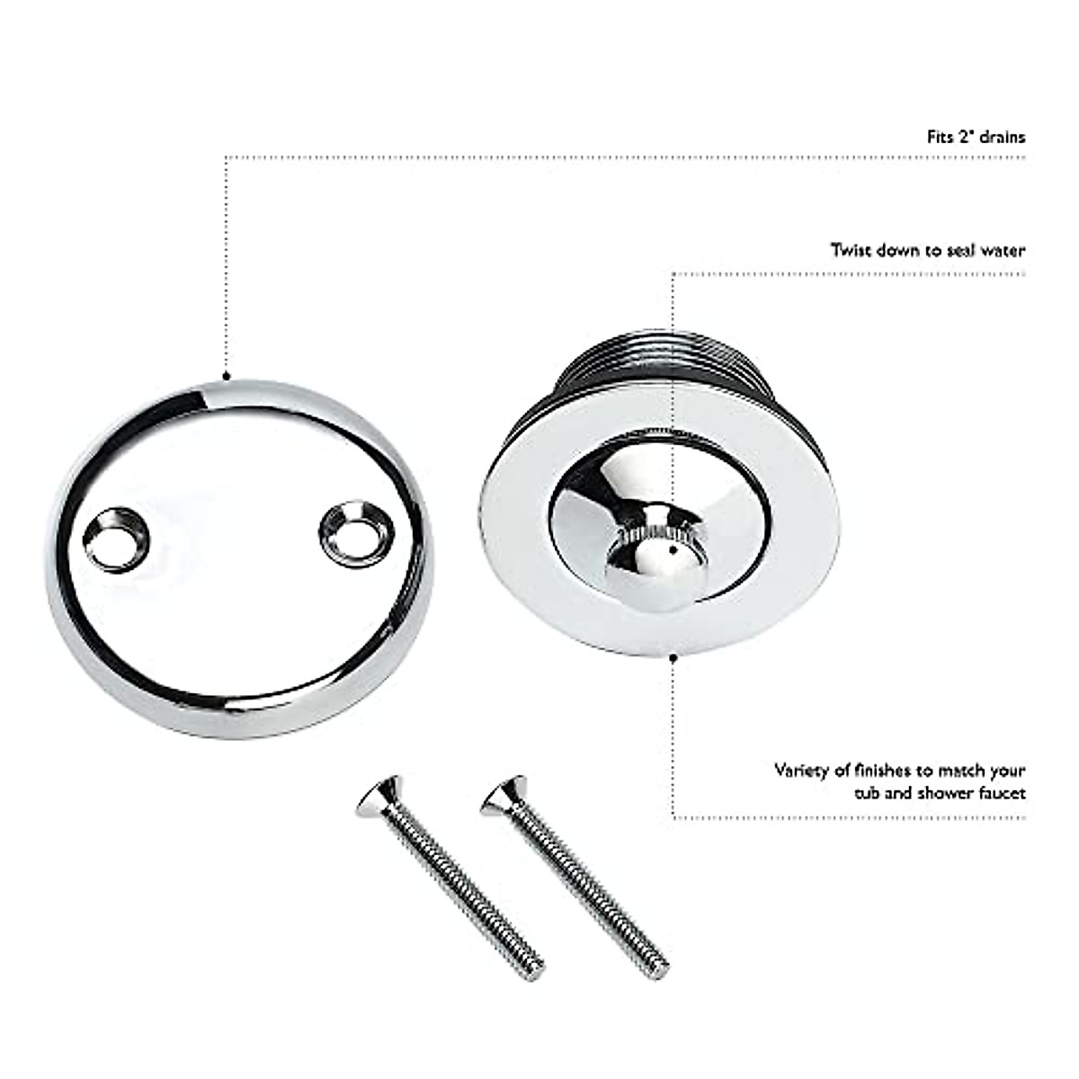 Lift and Turn Bath Drain Plug Kit with Two-Hole Overflow Faceplate, Oil Rubbed Bronze