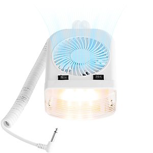 Lumitronics RV Portable 12V LED Interior Bunk Light and 2-Speed Personal Fan Combo - Quiet Motor - Reading Light with Extendable 8-Foot Cord - On/Off Switch - Mounting Brackets Included
