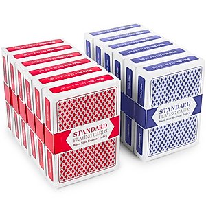Brybelly 12 Decks of Playing Cards|Poker Wide Size (6 Red/6 Blue)|Plastic Coated Cards for Poker, Blackjack| Regular Index