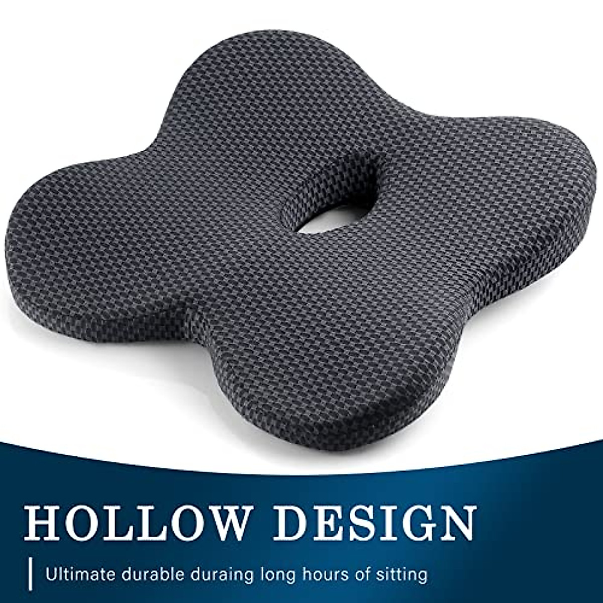 Eyamummo Coccyx Seat Cushion and Back Cushions Combo for Office Chair, Pure Memory Foam Ergonomic Seat Cushions and Orthopedic Lumbar Support Pillow for Tailbone, Lower Backache Sciatica Comfort