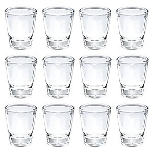 Thirsty Rhino Karan, Round 1.5 oz Shot Glass with Heavy Base, Clear Glass, Set of 4