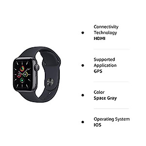 Apple Watch SE (GPS, 44mm) - Space Gray Aluminum Case with Black Sport Band (Renewed Premium)