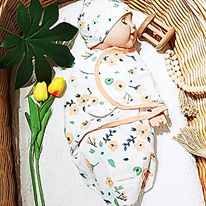 Hooyax Swaddle Blanket for Baby Boys and Girls, Cotton Swaddle Wrap Adjustable Sleep Sack for Newborn Baby, 3 Pack, Pink+Green+Floral Large(3-6 Months)