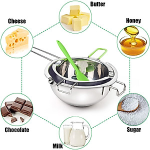 Double Boiler Pot Set for Melting Chocolate, Butter, Cheese, Caramel and Candy - 18/8 Steel Melting Pot, 2 Cup Capacity, Including The 1000ml and 600ml Capacity…