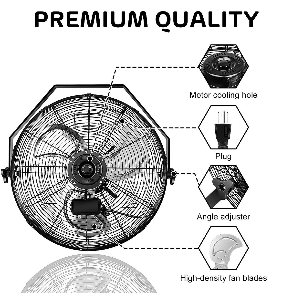 Simple Deluxe 20 Inch High Velocity 3 Speed, Black Wall-Mount Fan for Warehouse, Greenhouse, Workshop, Patio, Factory and Basement