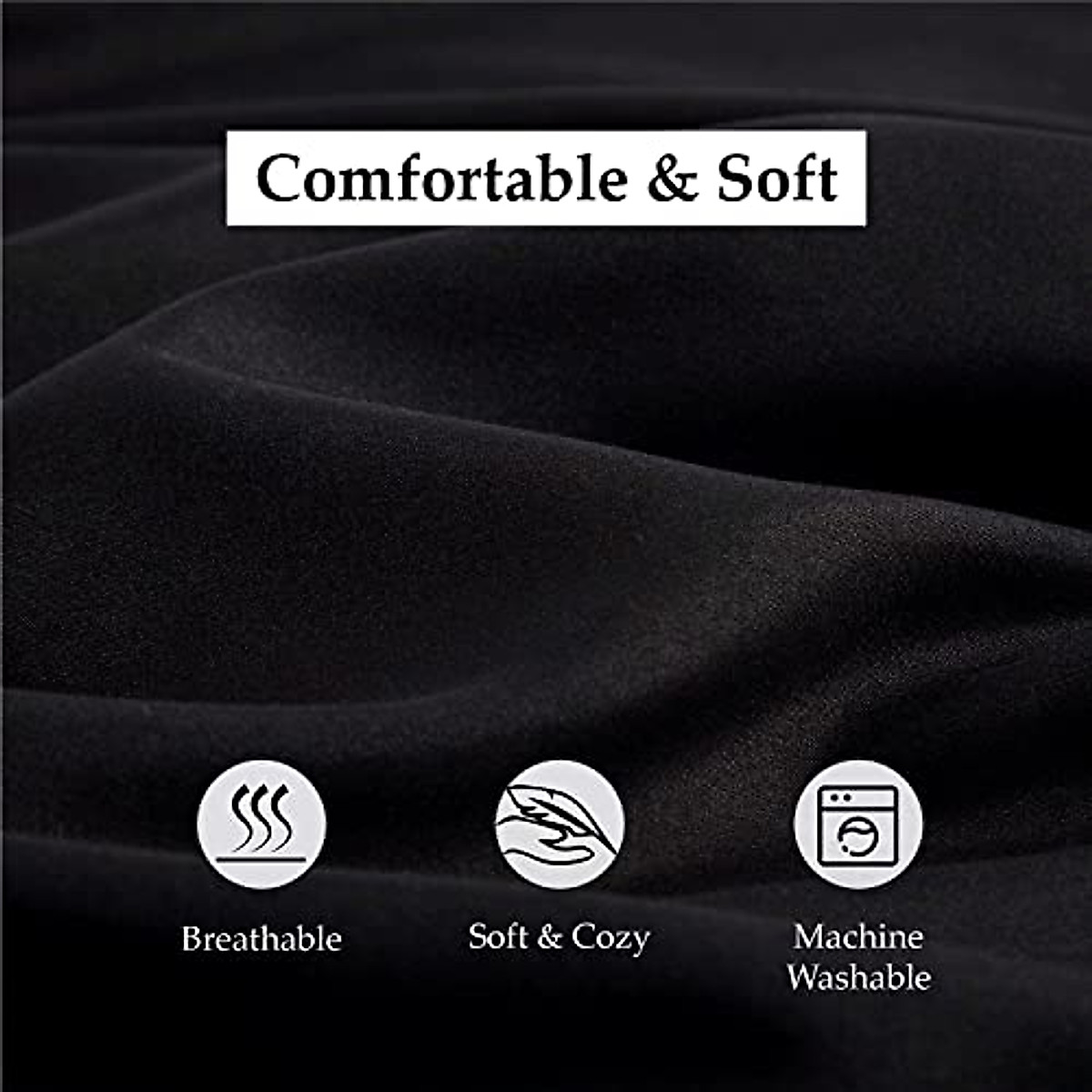 Microfiber Standard Pillowcase Set of 2 Black, Bed Pillow Covers, Ultra Soft (20 x 30) Inches, Solid Pillowcases with Open Closure, Machine Washable