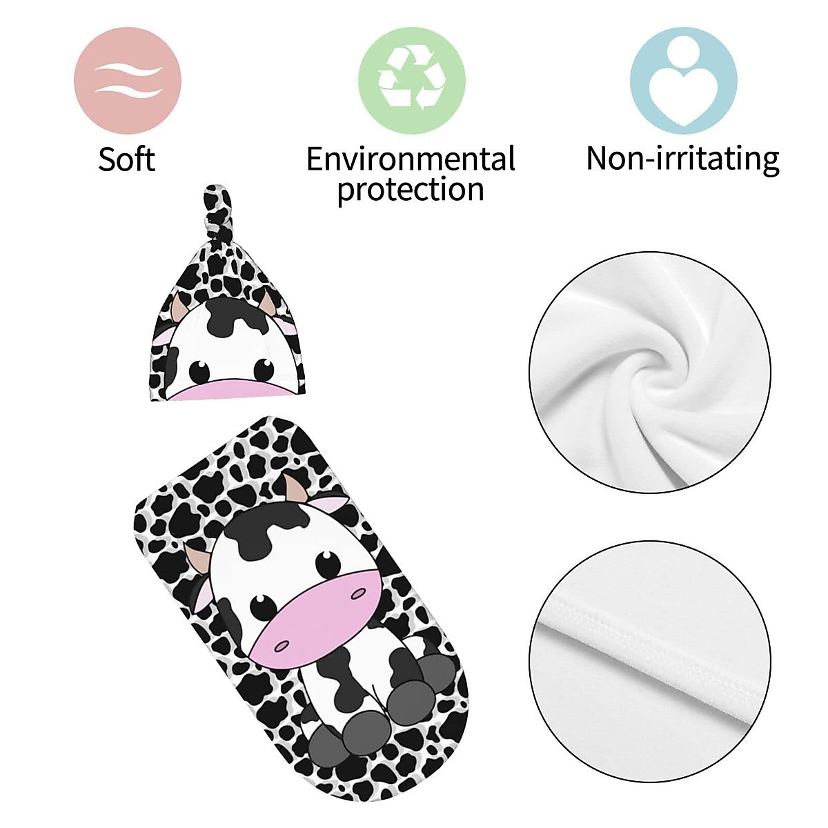 Yiftd Swaddle Blanket Cow Print and Cow Soft Fleece Baby Blanket Newborn Plush Receiving Blanket for Boys Girls Swaddling Wrap Set Sleeping Bag for Toddler Infant