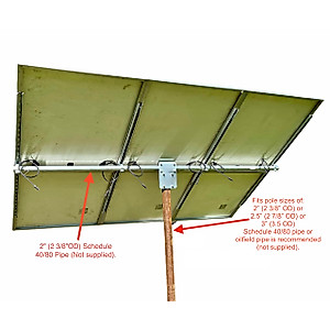 Solar Panel Array Top of Pole Ground Mount Bracket 2" - 2.5" - 3" Pipe Universal Bolt On