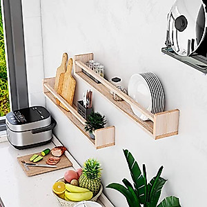 Esonal Floating Nursery Book Shelves Natural Wood 36 Inch Wall Mounted Floating Shelf for Room Cosmetic Storage Shelves Bathroom Storage Shelves Display Shelf Set of 2