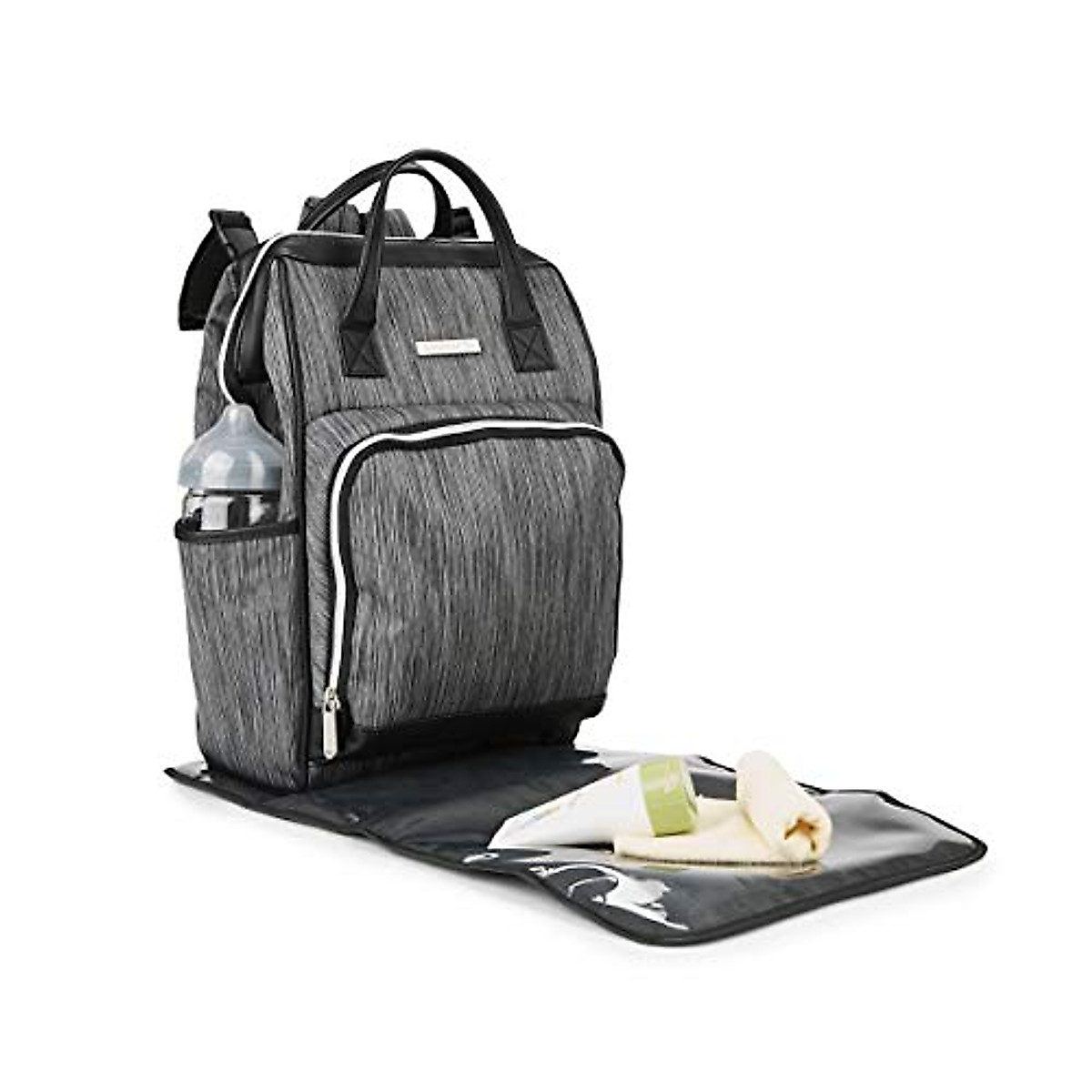 Bananafish Diaper Bag - Multi-Function Design Nappy Bag for Baby Care or Travel - Carry or Wear as Backpack - Large Capacity in Trendy, Stylish Design, Dark Grey