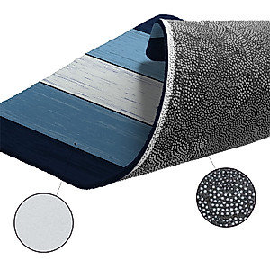 Area Rug for Bedroom Living Room Decor,Farm Wooden Rustic Barn Board Ultra Soft Non-Slip Accent Rugs Indoor Large Floor Carpet Blue and Grey Ombre Wood Grain Non-Shedding Nursery Floor Mat,60x96in