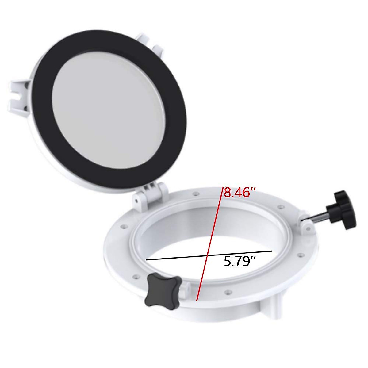 Boat Yacht Round Opening Portlight Porthole Replacement Window Port Hole - ABS Tempered Glass with Screws,White (8")