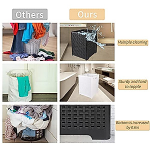 Laundry Basket, Hampers for Laundry, Collapsible Laundry Baskets Organizer Dirty Clothes Hamper Plastic Foldable Laundry Bin Corner Clothing Hamper, Towel Hamper for Wet Towels 48L (Black, 1pc)