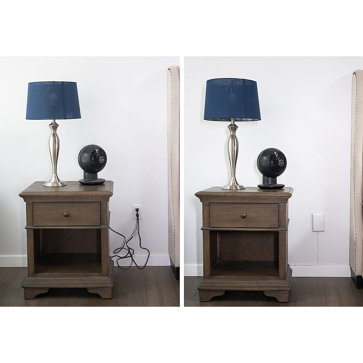 Sleek Socket - The Original & Patented Ultra-Thin Outlet Concealer with Cord Concealer Kit, 3 Outlet, 3-Foot Cord, Universal Size, UL Certified (Ideal for Kitchens, Small Spots & Behind Furniture)