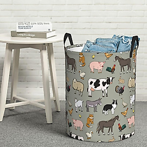 oacyit Laundry Basket Farm Animals Laundry Hamper Waterproof Idea Hampers for Laundry,Large Collapsible Laundry Baskets with Handle Suitable for Bedroom Bathroom Utility Room Kitchen, Medium