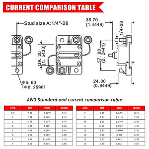 150Amp Circuit Breaker Manual Resettable Waterproof Inline Fuse Inverter 0-8 Gauge for Automotive Rv Marine Motors Power Protect 12V-48Volt DC