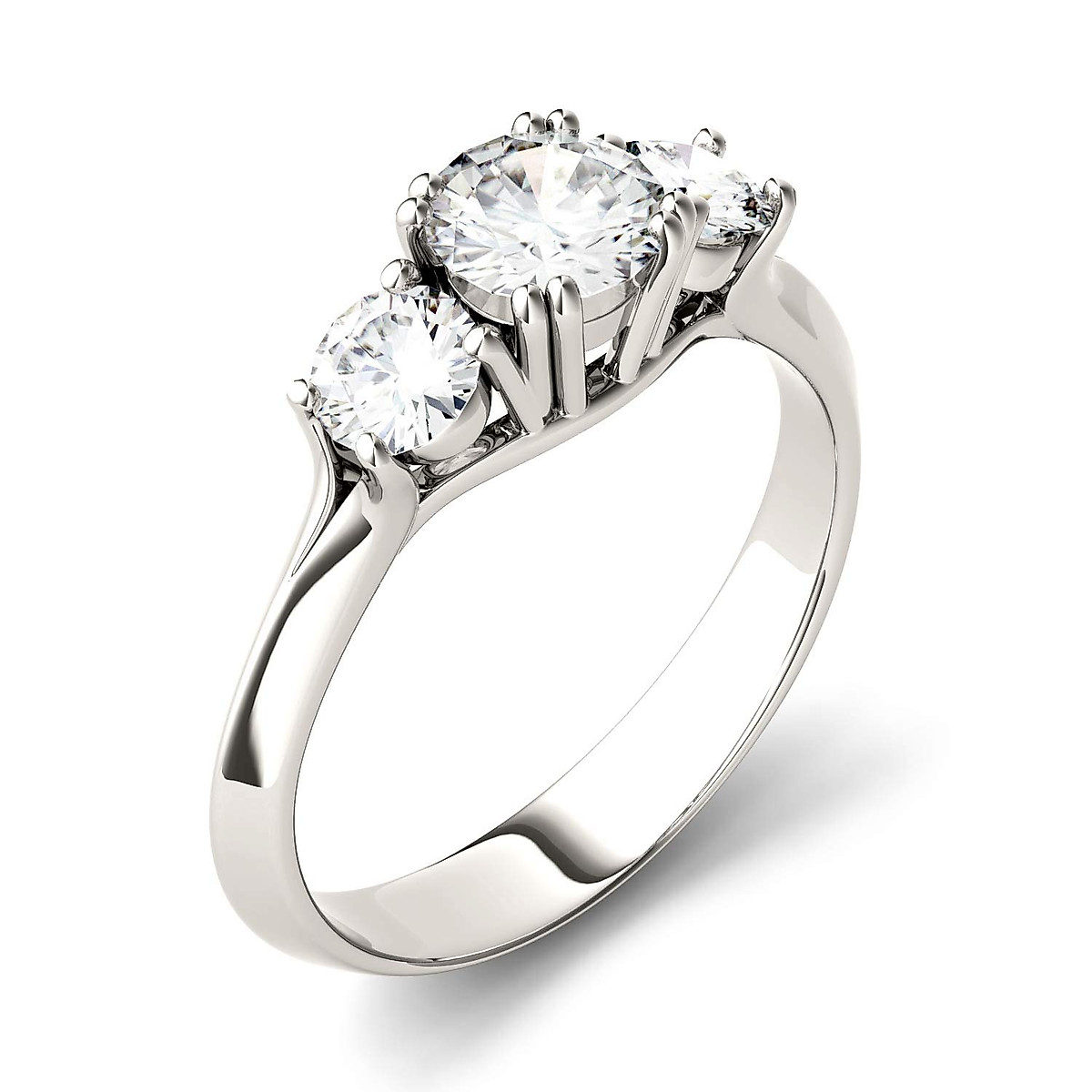 14K White Gold Moissanite by Charles & Colvard 5.5mm Round Engagement Ring-size 8 1.06cttw DEW