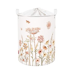 Clastyle 63L Large Boho Flower Plants Kid Laundry Hamper with Handle Girl Bedroom Bathroom Nursery Collapsible Clothes Toy Storage Basket with Lid