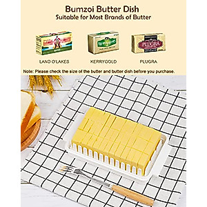 Butter Dish with Lid for Countertop, Bumzoi Butter Dish with Humanized Design, Butter Keeper for Refrigerator, Butter Dishes with Handle Storage Perfect for West/ East Coast Butter