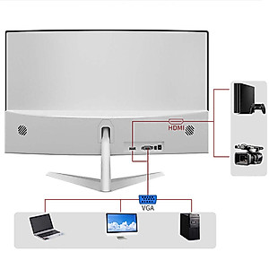 N / A NFJ024 24 Inch Gaming Monitor for Esports, IPS Curved Screen 1920 * 1080P Frameless 144Hz Refresh Rate 1Ms (HDMI VGA Interface) Low Blue Light Mode, for Home and Office, White