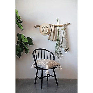 Creative Co-Op Woven Cotton Blend Lumbar Tassels and Chambray Back Pillow, 24" L x 14" W x 2" H, Multicolor