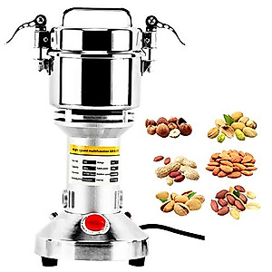 Homend High Speed 300g Electric Grain Mill Grinder Powder Machine Spice Herb Grinder 1300W 70-300 Mesh 28000RPM Stainless Steel Commercial Grade for Kitchen Herb Spice Pepper Coffee (300g)