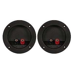Goldwood Sound Speaker Box Terminal Cups 2 Round Power Speaker Terminal Plates Black (RGT-4025-2)