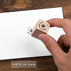 Dizdkizd 12 Pieces The Little Prince Rubber Stamp Set, Celestial Stamps Tiny Wooden Decorative Stamp for Scrapbooking, Journaling, Letters, Arts and Crafts