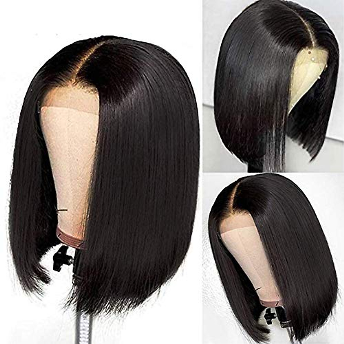MIMORE Short Straight Bob Wig T-Part Lace Front Human Hair Wigs for Black Women 8Inch Short Bob Wigs Human Hair Lace Closure Wigs Brazilian Hair Wigs Straight Human Hair Pre Plucked with Baby Hair