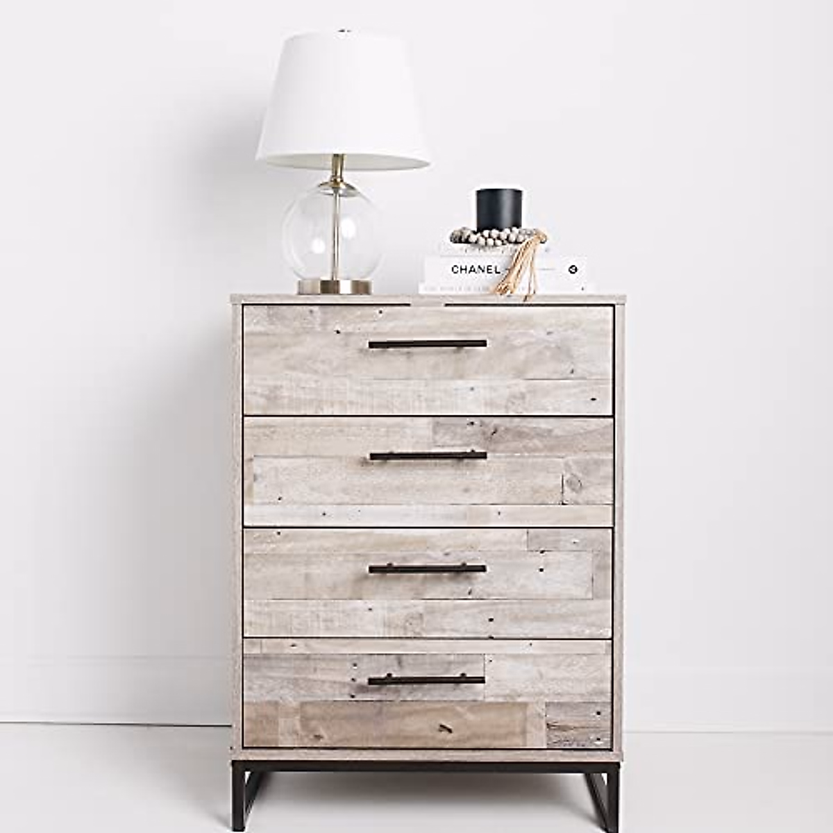 Signature Design by Ashley Neilsville Industrial 4 Drawer Chest of Drawers, Whitewash