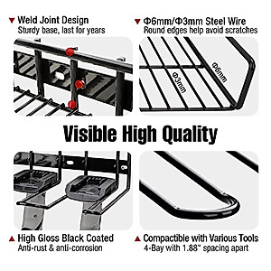 UNITEDPOWER Wall Mounted Power Tool Organizer Holder, Heavy Duty Utility Storage Rack for Battery Powered Hand Tools, Cordless Drill Rack and Tool Shelf w/Compact Design, Perfect for Father's Day