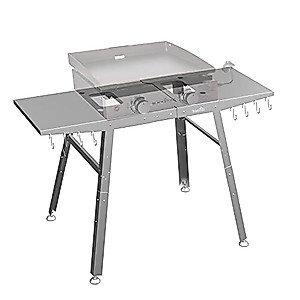 Stanbroil Universal Griddle Stand for Blackstone 17" or 22" Table Top Grill, Stainless Steel Griddle Table with Adjustable Legs and Shelf, Silver