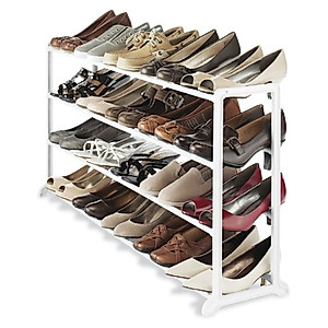 Whitmor 4 Tier 20 Pair Floor Shoe Rack - White