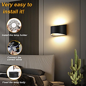 Hollymaze Modern Wall Sconces, Dimmable Wall Sconce Up and Down Wall Mount Light Black LED 14W Aluminum Wall Light Fixtures for Living Room Bedroom Hallway Stairway Corridor (Warm White)