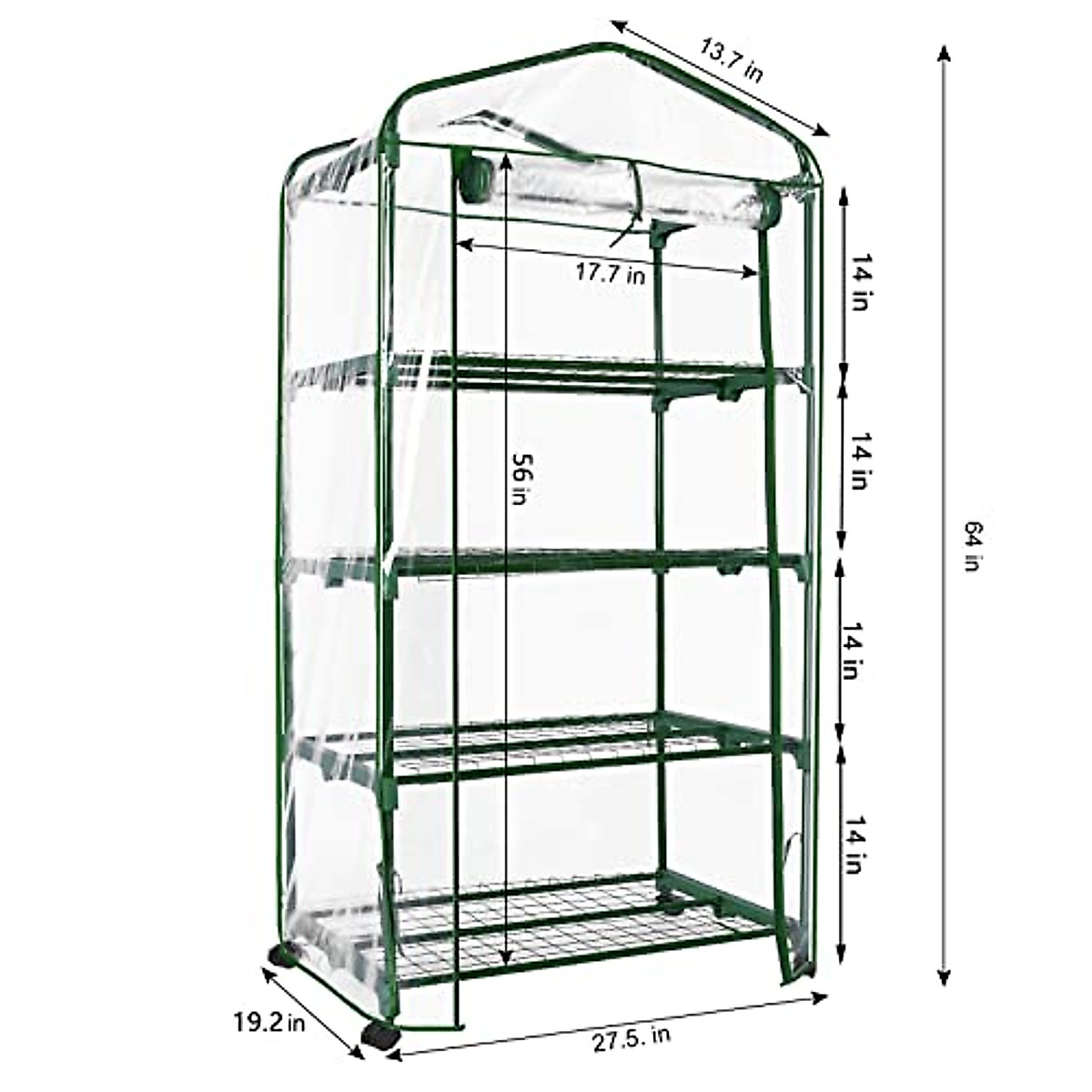 Mini Greenhouse for Plant Outdoors Indoor Seedlings,Portable Grow Greenhouse Tent Flower House Gardening Backyard (4-Tier House)