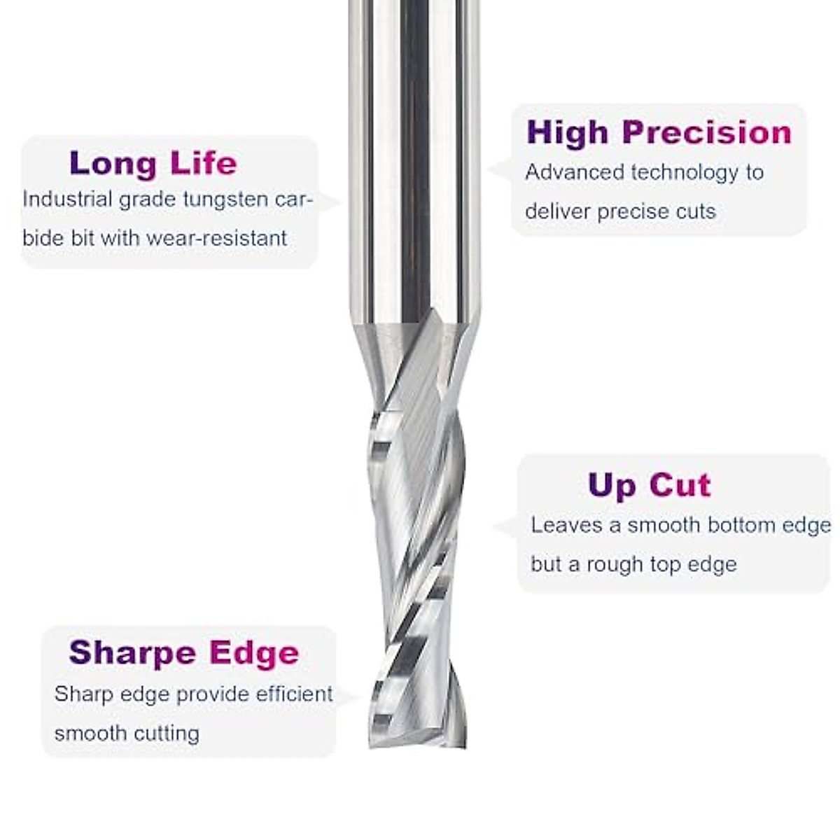 SpeTool Spiral Router Bits with UpCut 3/8 inch Cutting Diameter, 1/2 Inch Shank HRC55 Solid Carbide CNC End Mill for Wood Small Cut, Carving