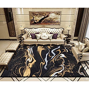 Marble Ink Paper Texture Black Silver Gold Rugs Soft Non-Slip Indoor Outdoor Living Room Bedroom Kids Room Modern Home Decor Carpet Mat Yoga Mat Runner Rugs