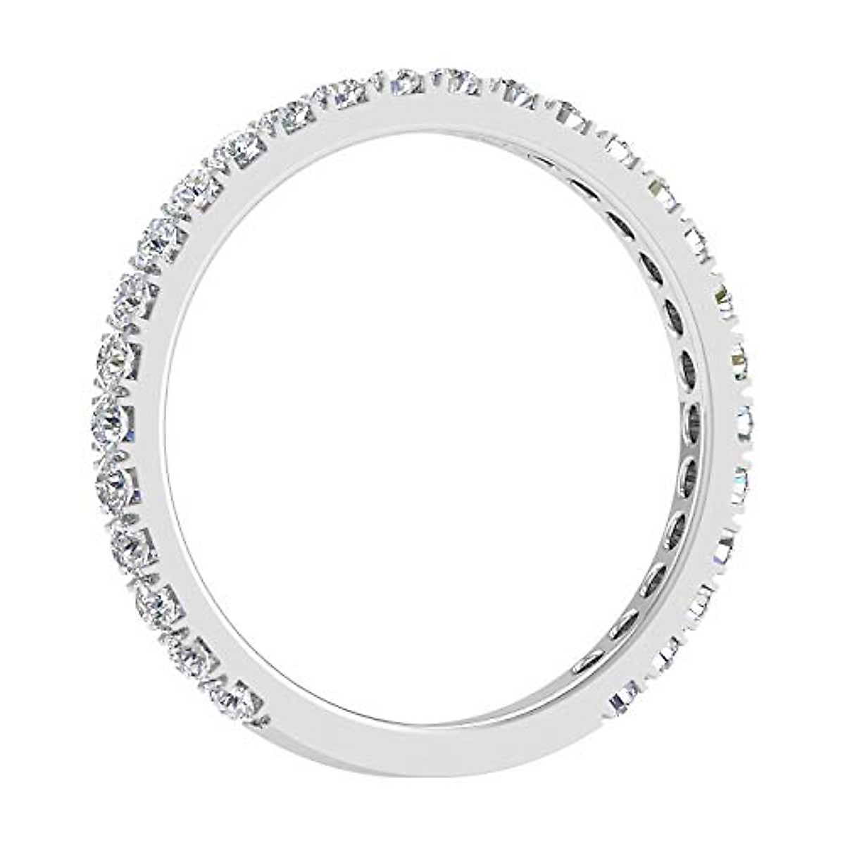 FINEROCK 1/2 Carat Diamond Wedding Band Ring in 14K White Gold (Ring Size 4.5) (I1-I2 Clarity)