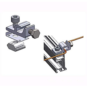 KINPAR Solar Panel Photovoltaic Bolt-On Coupling Earthing Ground Lug Cable Clamp Ground Clamp with Lay in Lug for Bare Wire and Pipe