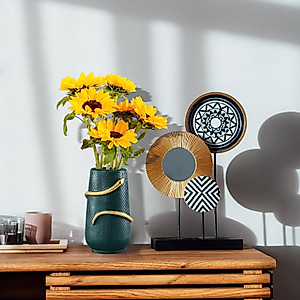 Flower Vase 8 Inch Green and Gold Snake vases for Decor, Unique Flower Vase for Bookshelf, Dinner Table, Living Room, Mantel, Halloween Decor (Upgraded) 1 pc.